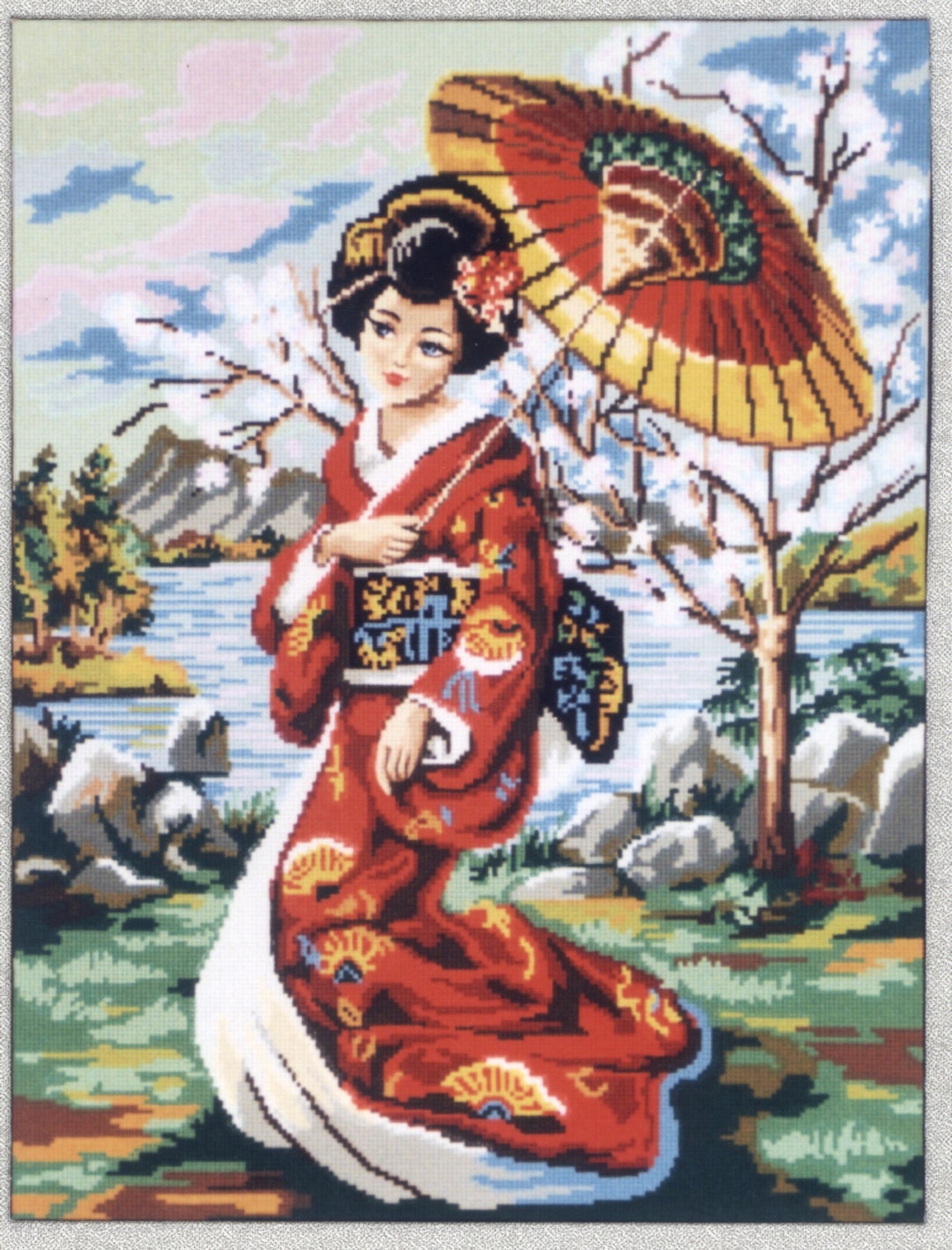 Gobelin L Tapestry/needlepoint Kit – Geisha With Umbrella - Etsy UK