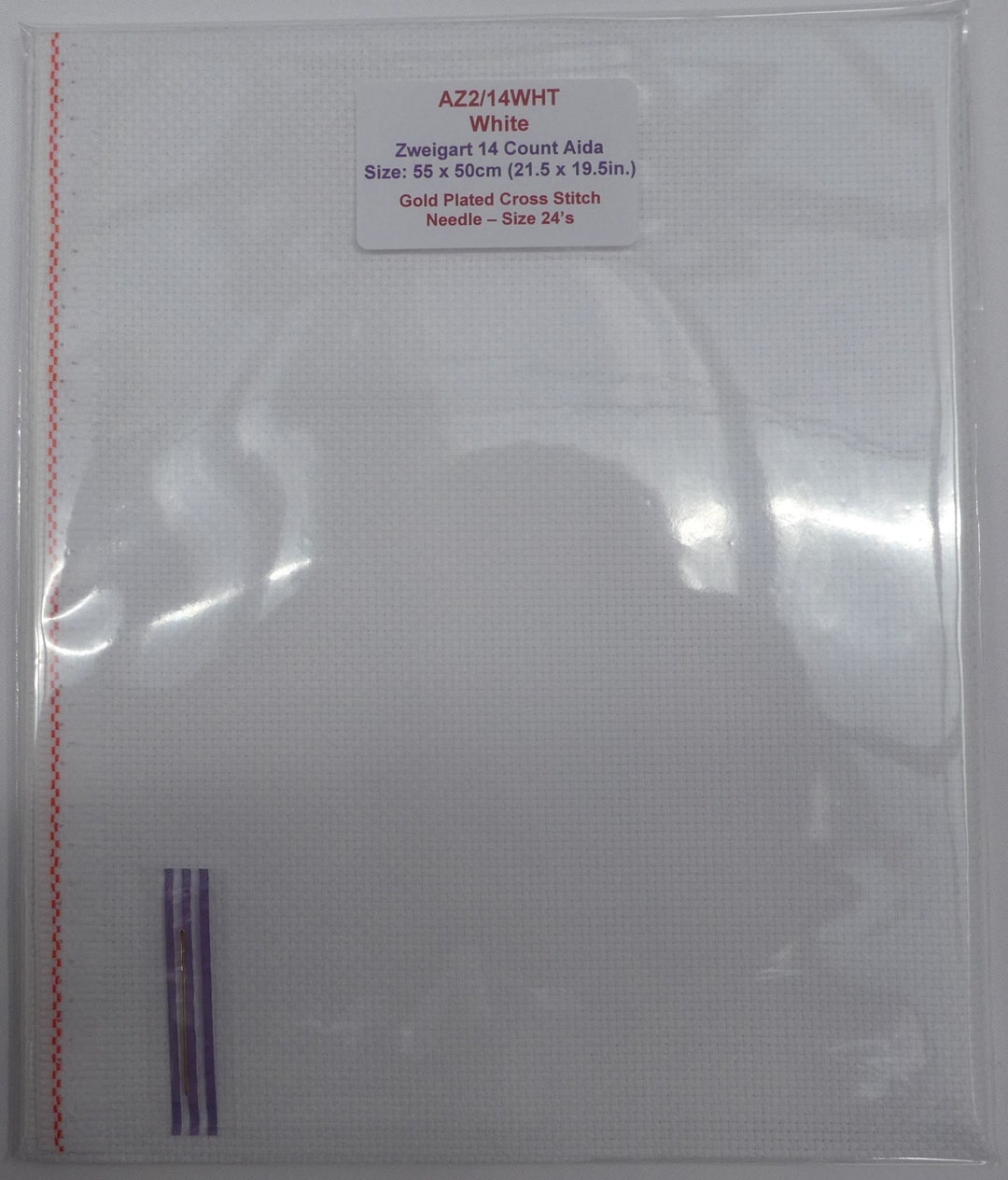 Zweigart White 14 Count Aida Cross Stitch Fabric 55 X 50cm With Needle ...