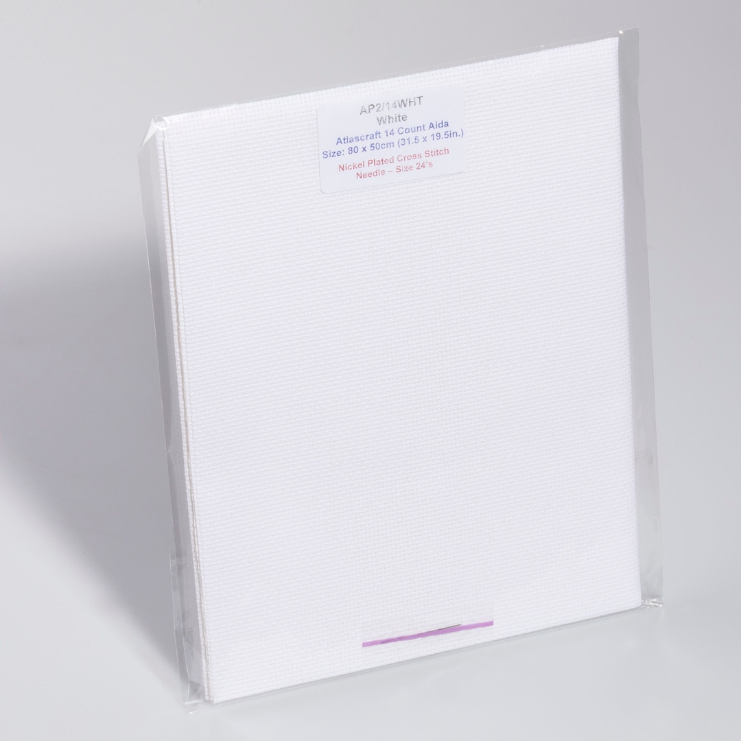 Atlascraft White 14 Count Aida Cross Stitch Fabric 78 X 50cm With ...