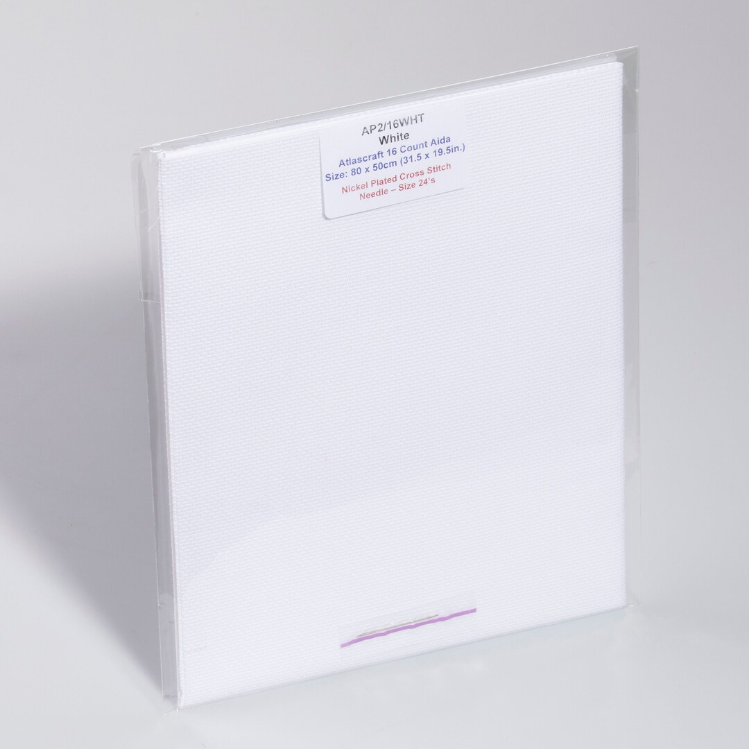 Atlascraft White 16 Count Aida Cross Stitch Fabric 78 X 50cm With ...