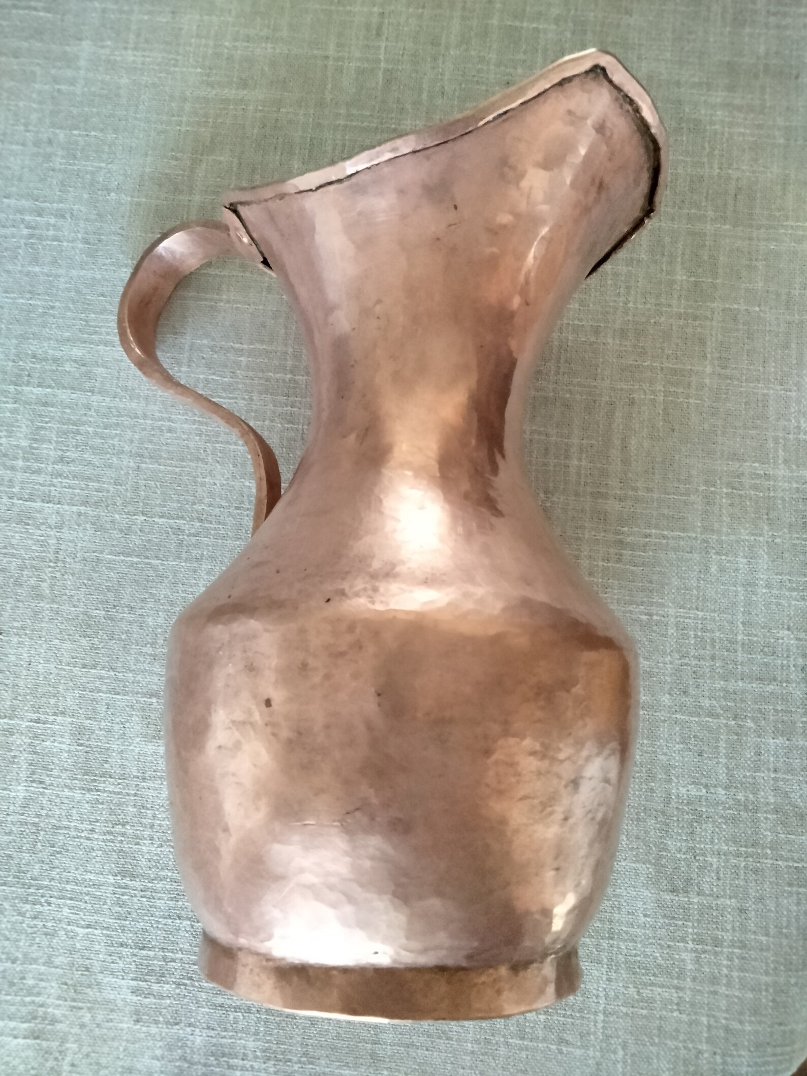 Vintage Hammered Solid Copper Pitcher. 10" Tall Weight is 2 Pounds 1.6 ...