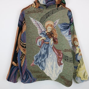 Reworked Vintage Angel Tapestry Hoodie L - Etsy