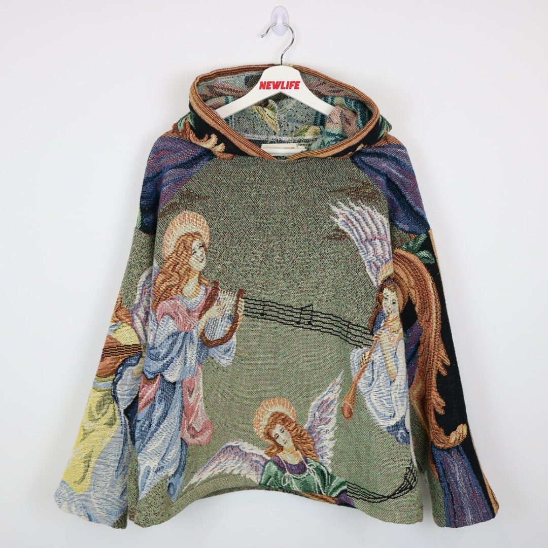Reworked Vintage Angel Tapestry Hoodie L - Etsy