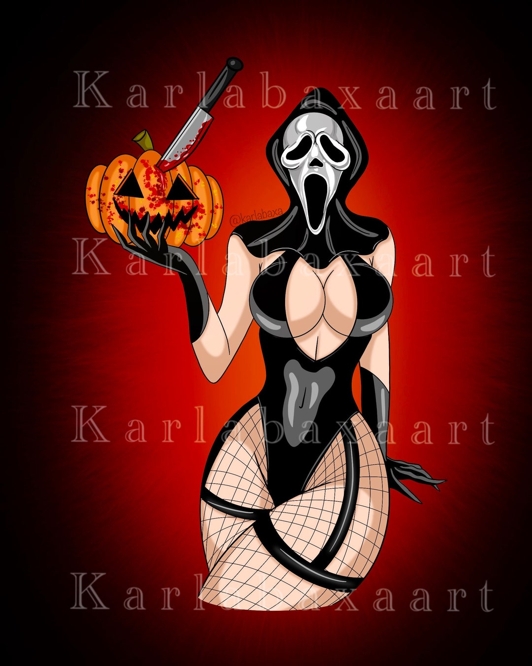 Digital Sexy Ghostface Art Scream Knife Halloween Art Goth Alt Etsy