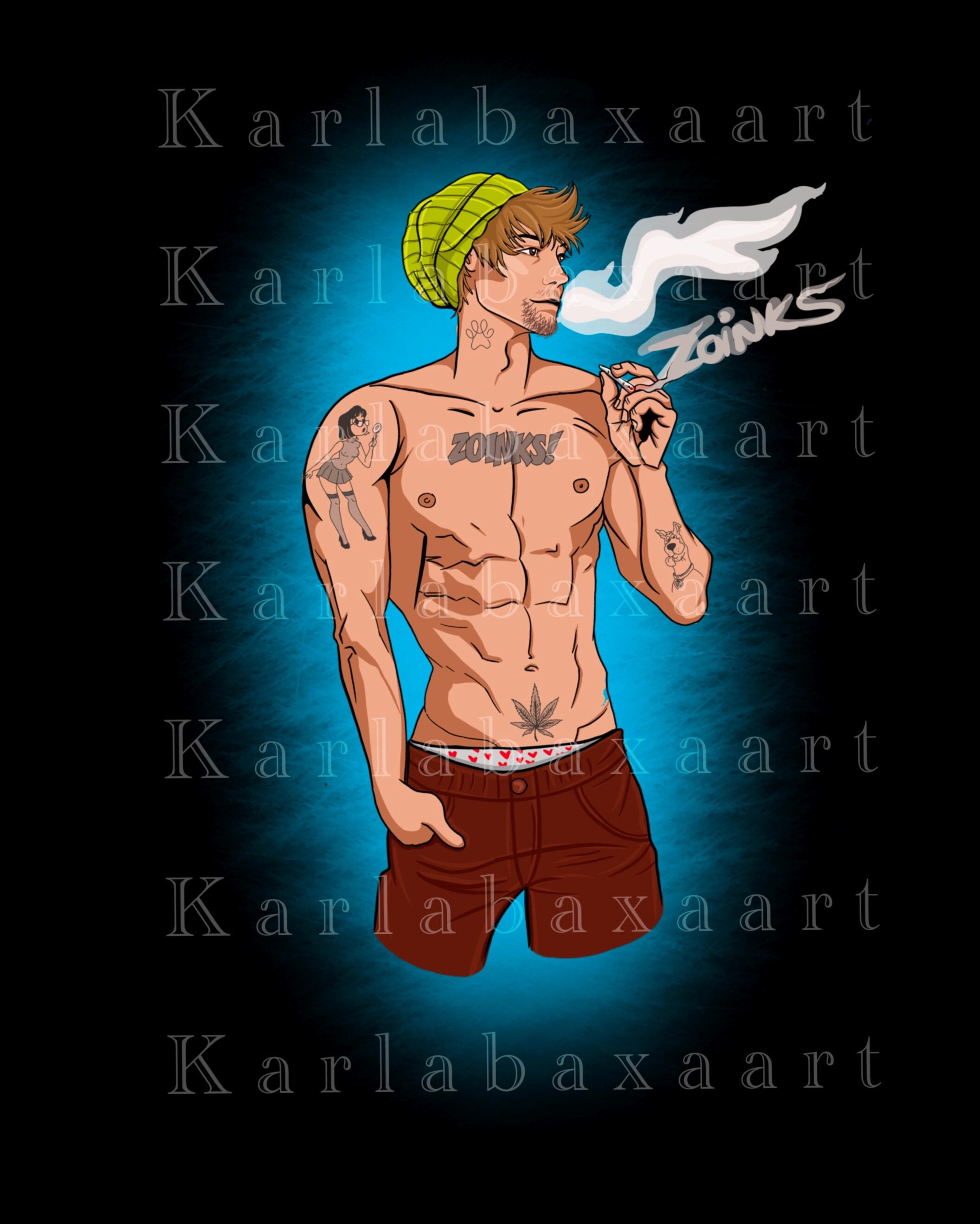 Shaggy Rodger Print Scooby Doo Velma High Shaggy Smoking Weed - Etsy