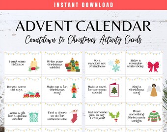 Christmas Advent Calendar Activity Cards Countdown to | Etsy
