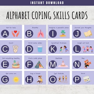 Alphabet Coping Skills Cards Self Regulating Cards Mindfulness Calm ...