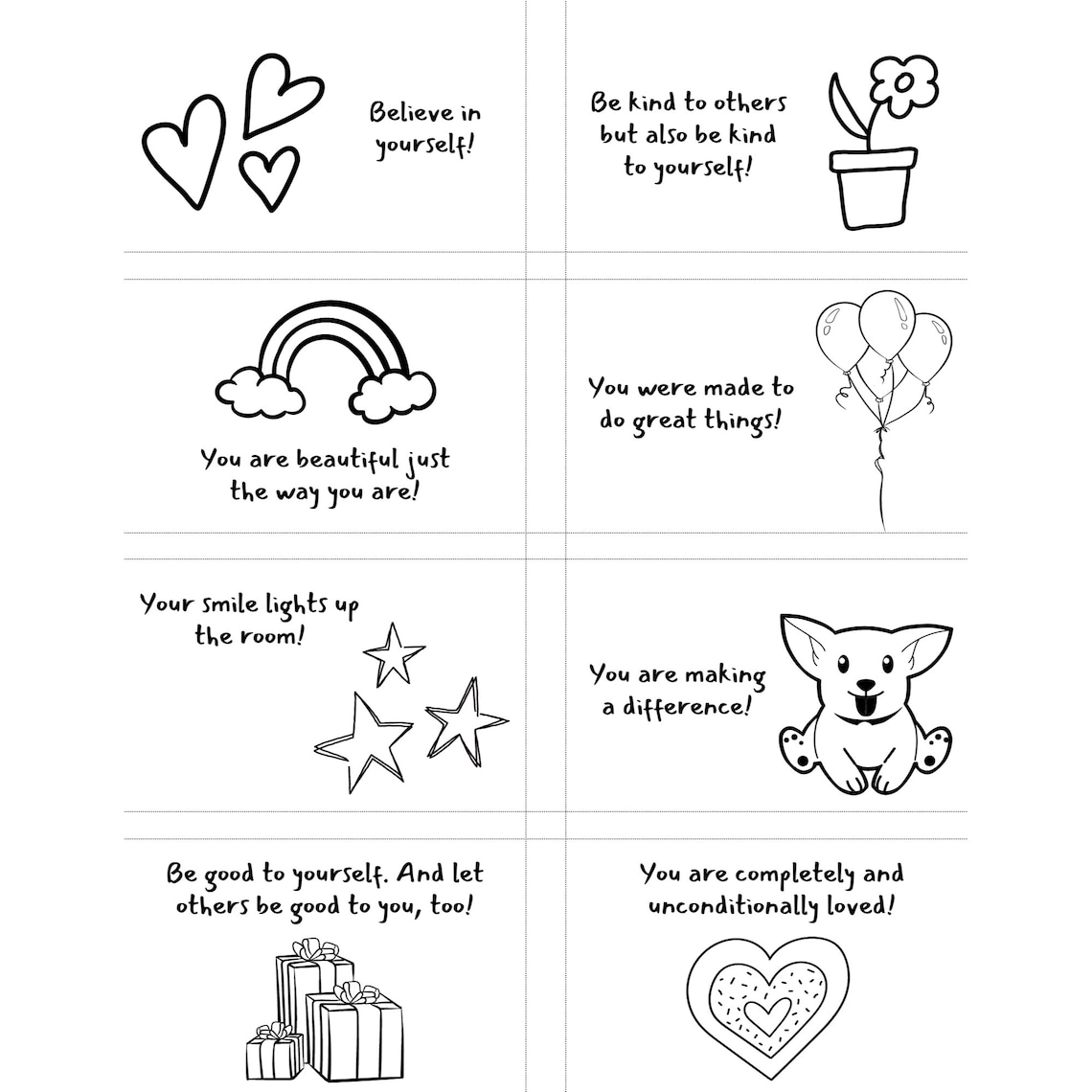 Kindness Cards, Coloring Cards, Encouragement Cards, Inspirational ...