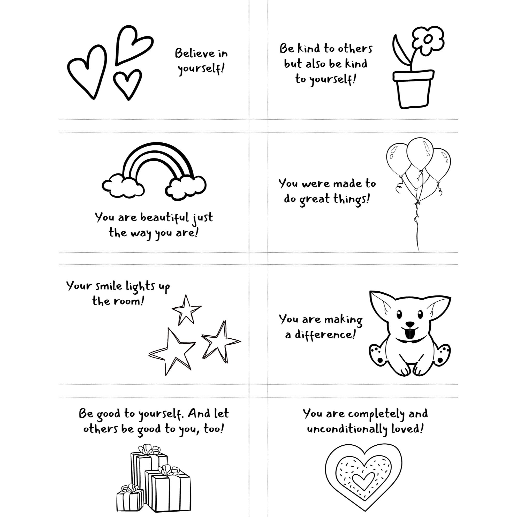 Kindness Cards, Coloring Cards, Encouragement Cards, Inspirational ...