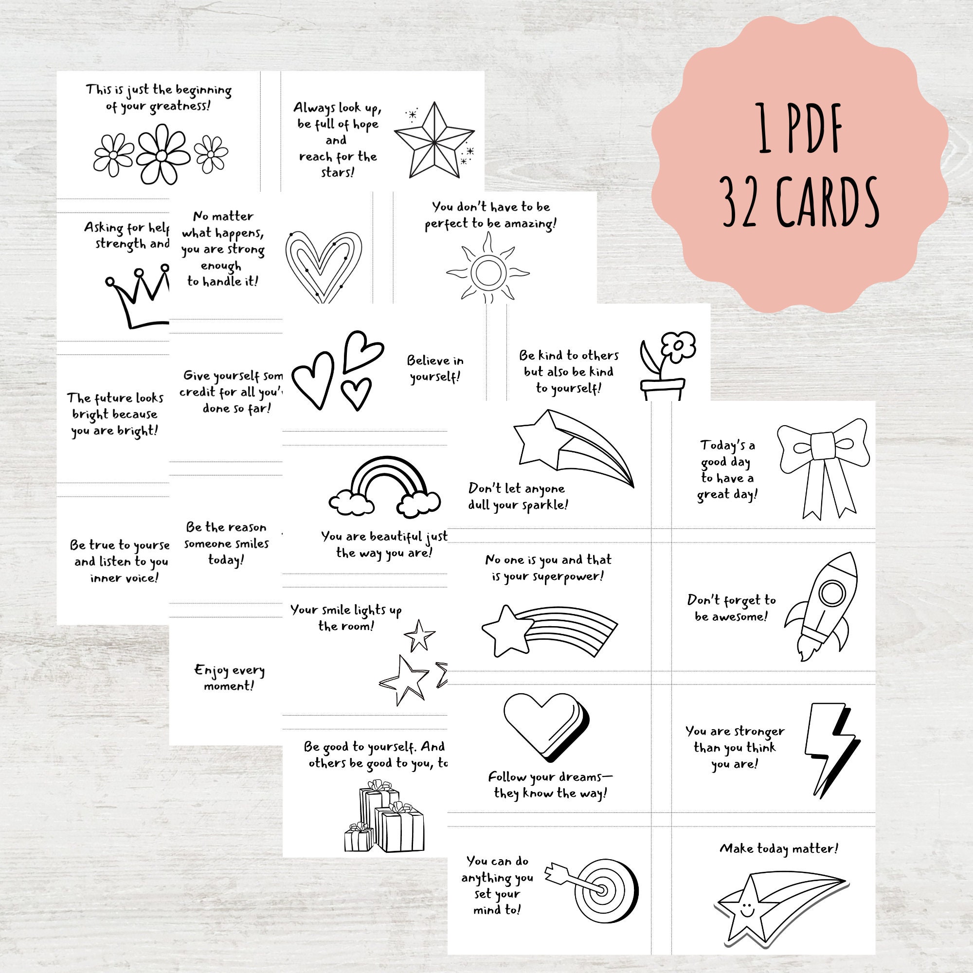 Kindness Cards, Coloring Cards, Encouragement Cards, Inspirational ...