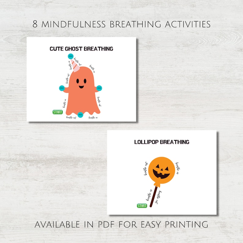 Halloween Breathing Exercises for Kids: Calming Activity Pack (instant ...