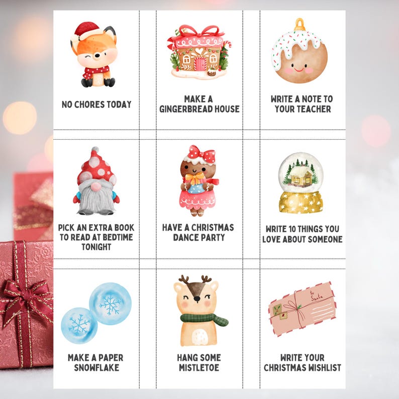 Christmas Advent Calendar Activity Cards, Countdown to Christmas ...