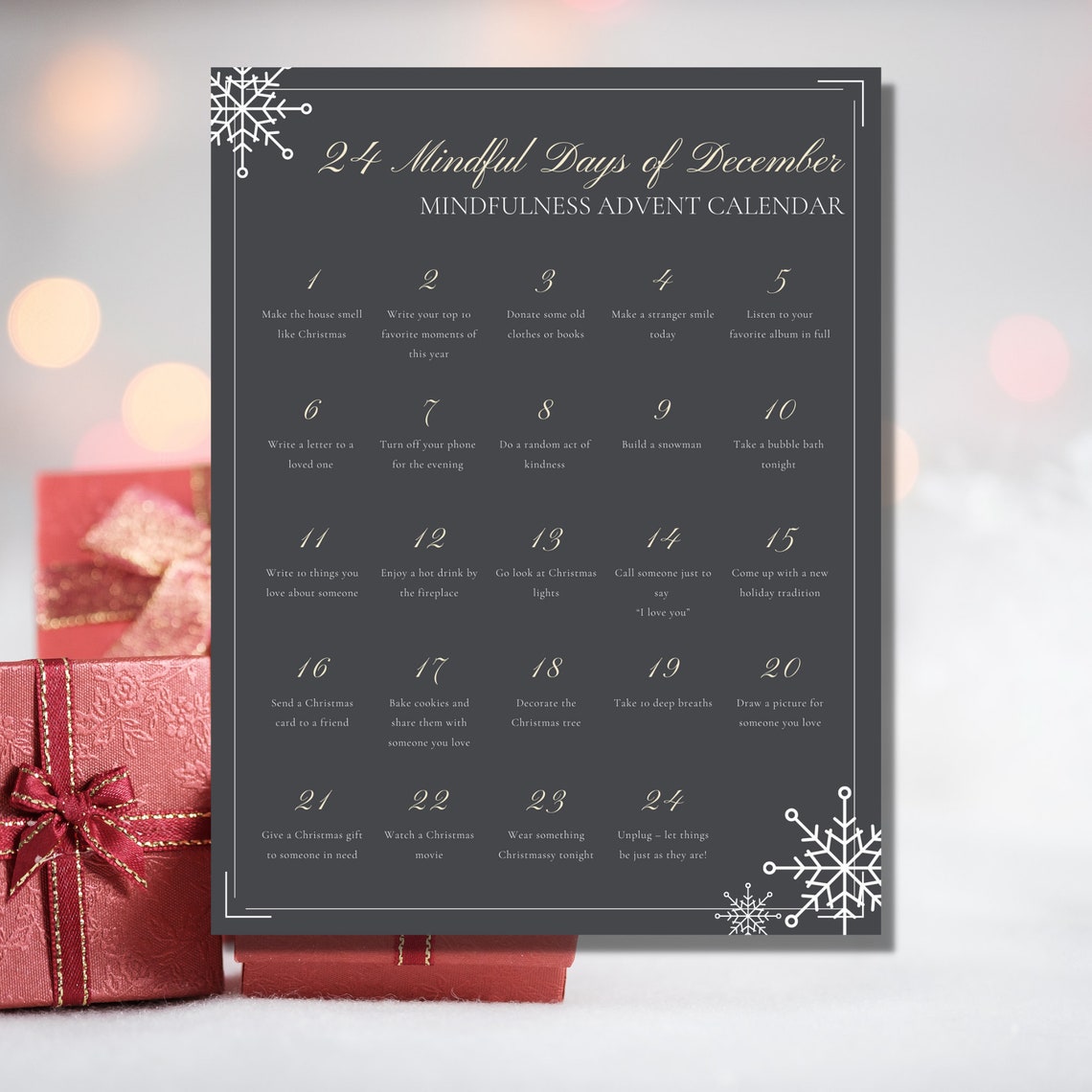 Mindfulness Christmas Advent Calendar: 24 Mindful Activities (PDF) - Etsy