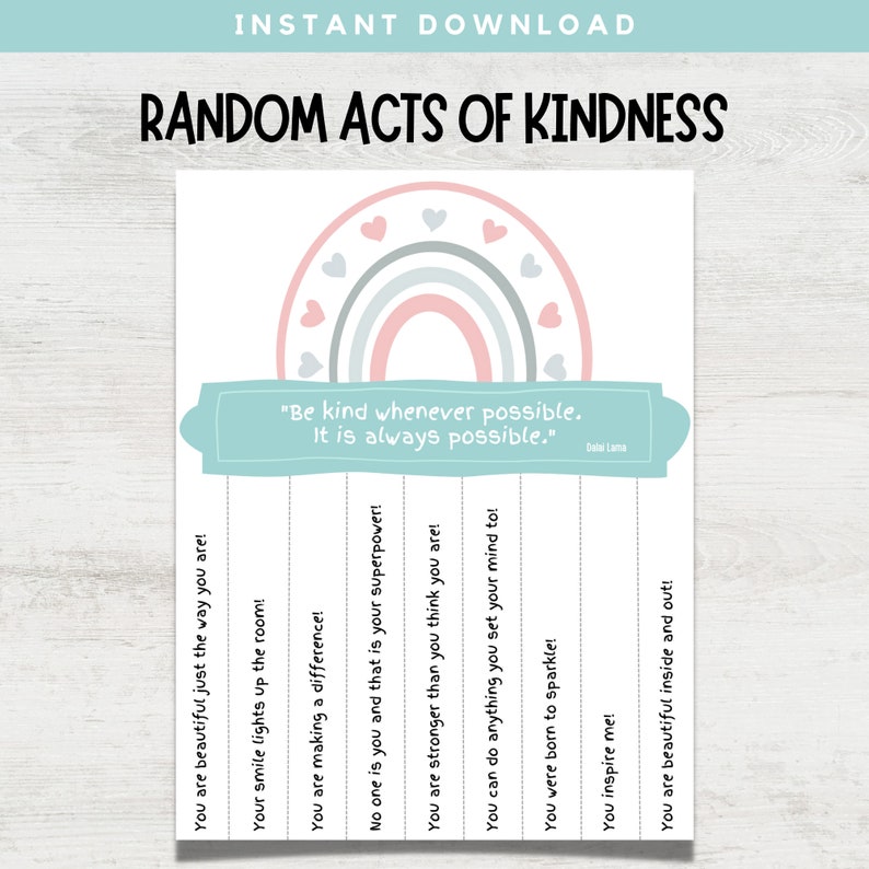 Tear off Compliments, Printable Tear off Flyer, Random Acts of Kindness ...