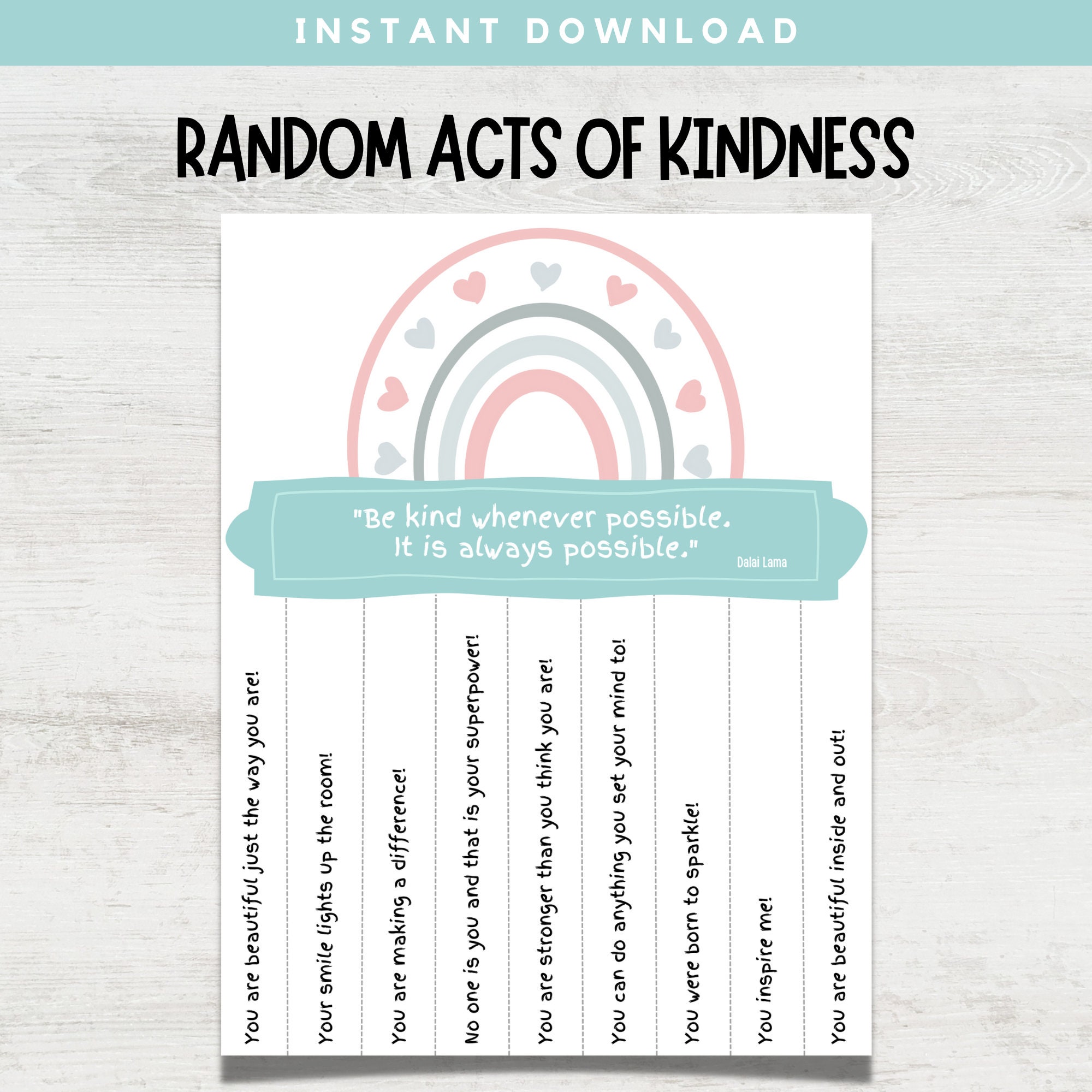 Tear off Compliments, Printable Tear off Flyer, Random Acts of Kindness ...