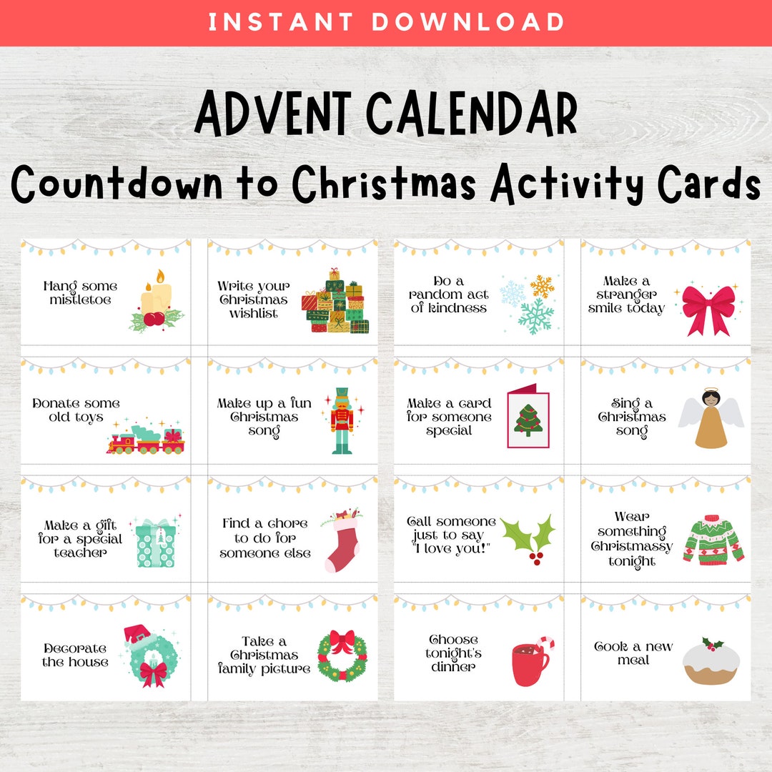 Christmas Advent Calendar Activity Cards: Family Fun (PDF) - Etsy UK