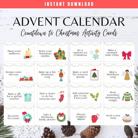 Christmas Advent Calendar Activity Cards Countdown to | Etsy