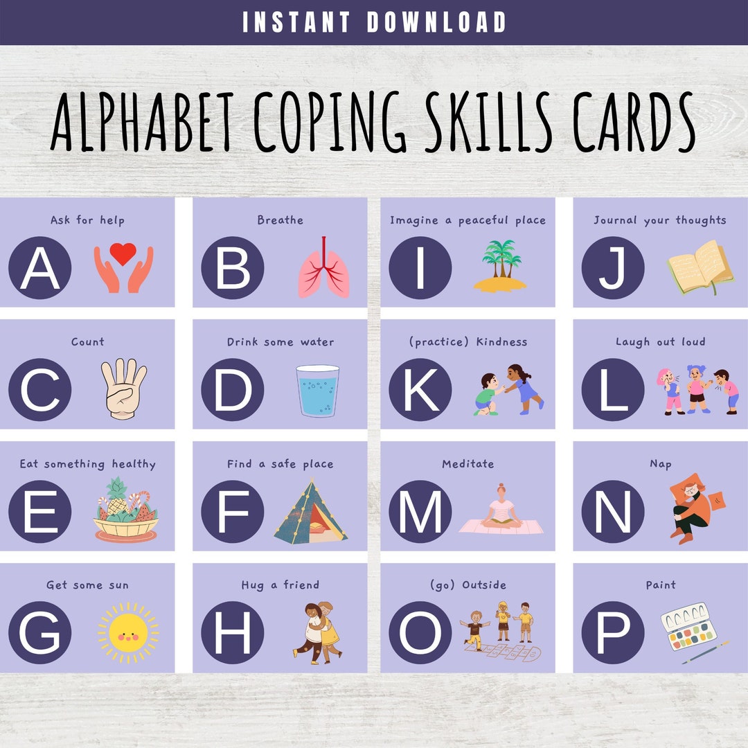 Alphabet Coping Skills Cards, Self Regulating Cards, Mindfulness, Calm ...