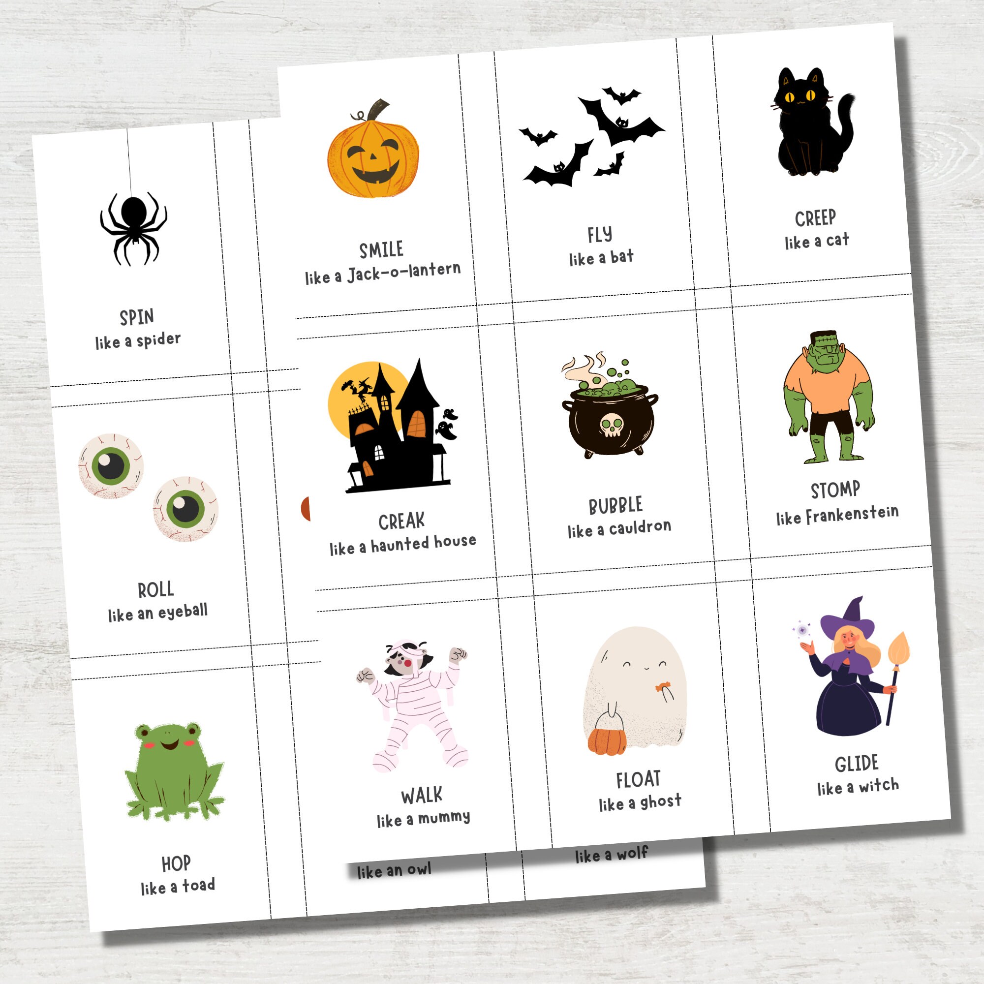 Halloween Movement Cards: Printable Activity Games (PDF) - Etsy