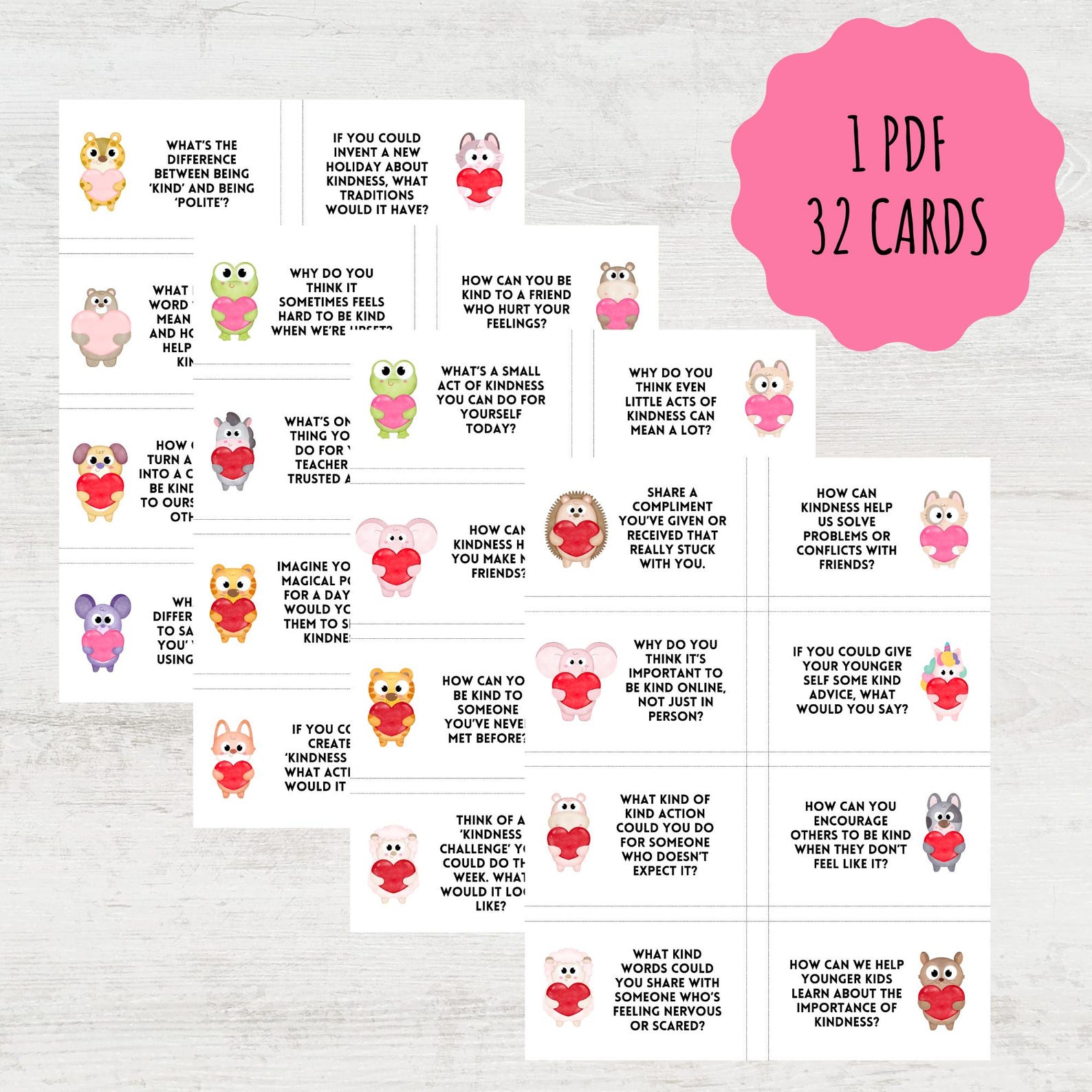 Kindness Conversation Starters Cards, Kindness Prompts, Social ...