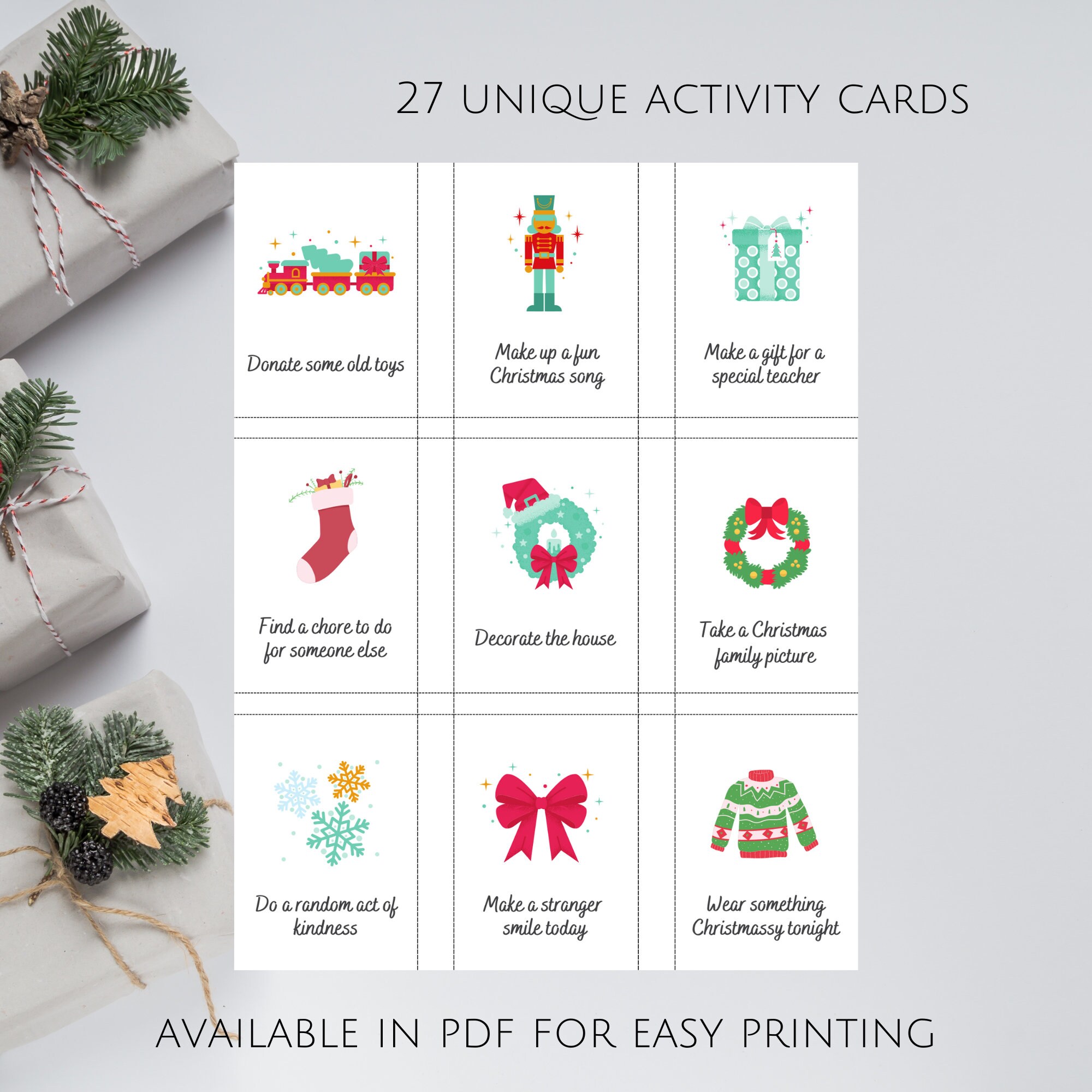 Christmas Advent Calendar Activity Cards Countdown to - Etsy