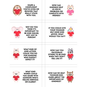 Kindness Conversation Starters Cards, Kindness Prompts, Social ...