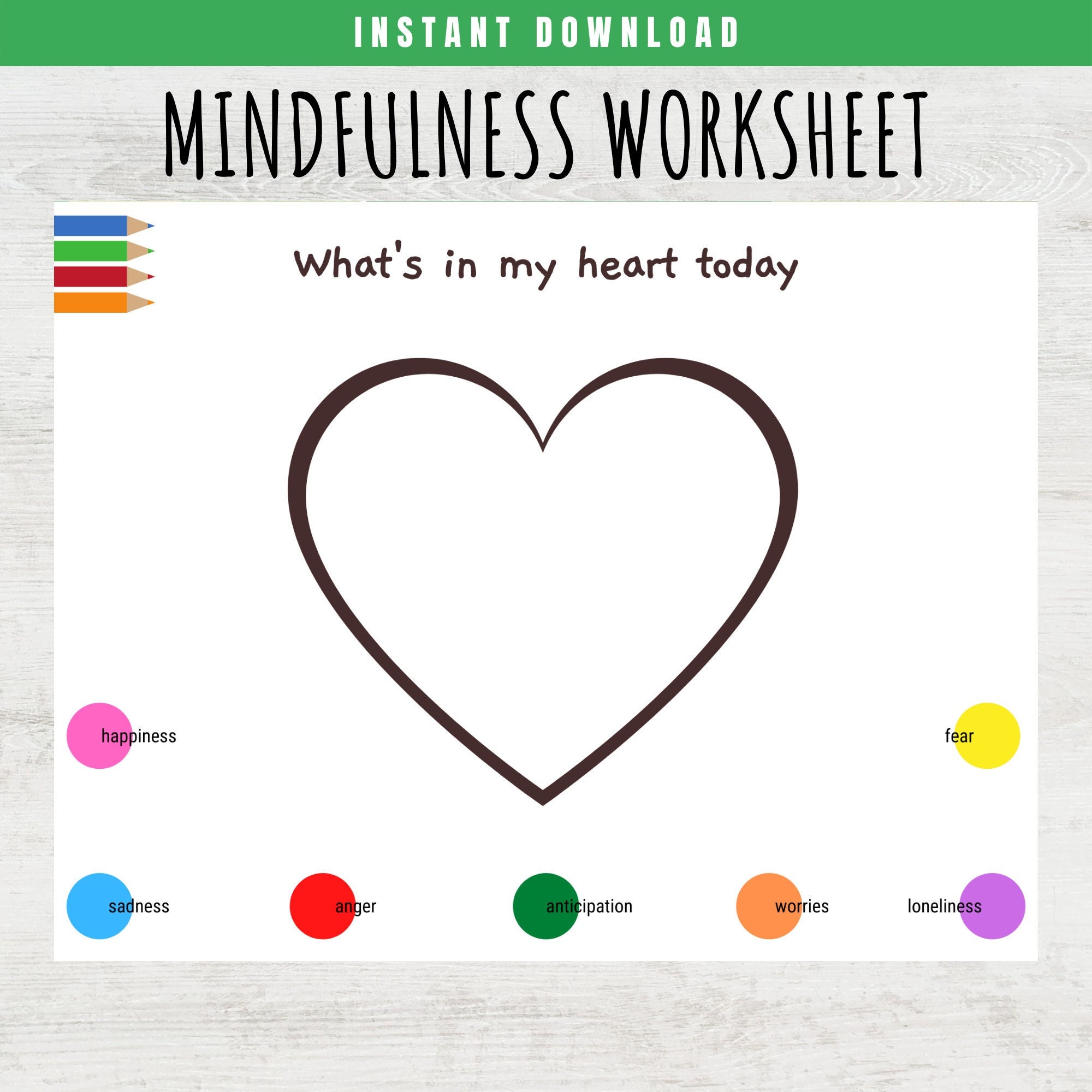 Mindfulness Worksheet for Kids, Emotions Activity for Kids, Printable ...