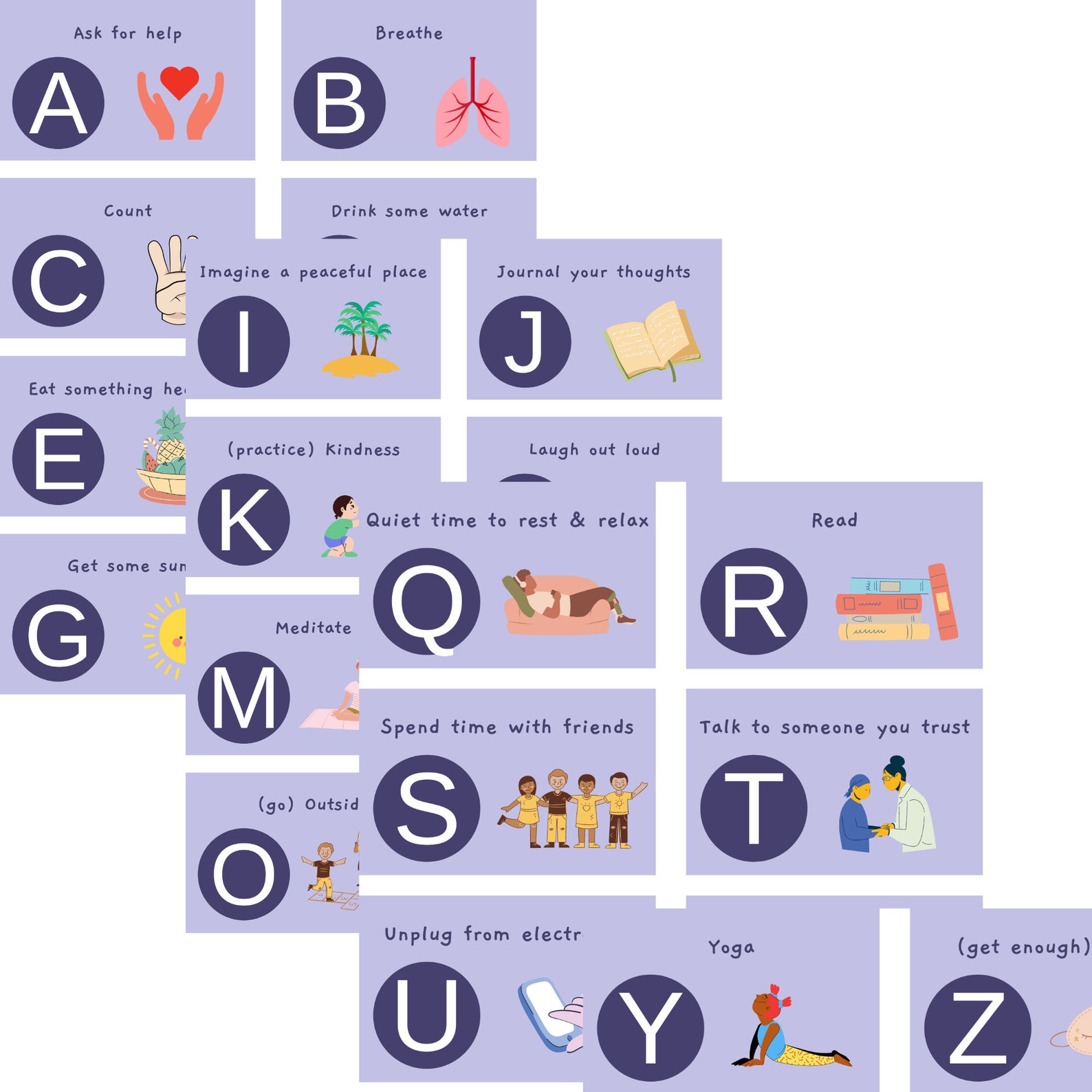 Alphabet Coping Skills Cards: Self-regulation, Mindfulness (PDF) - Etsy