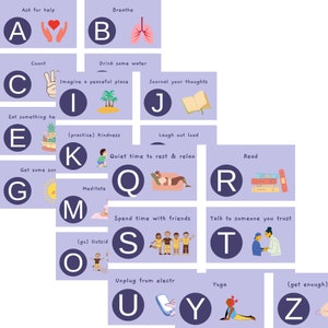 Alphabet Coping Skills Cards: Self-regulation, Mindfulness (PDF) - Etsy