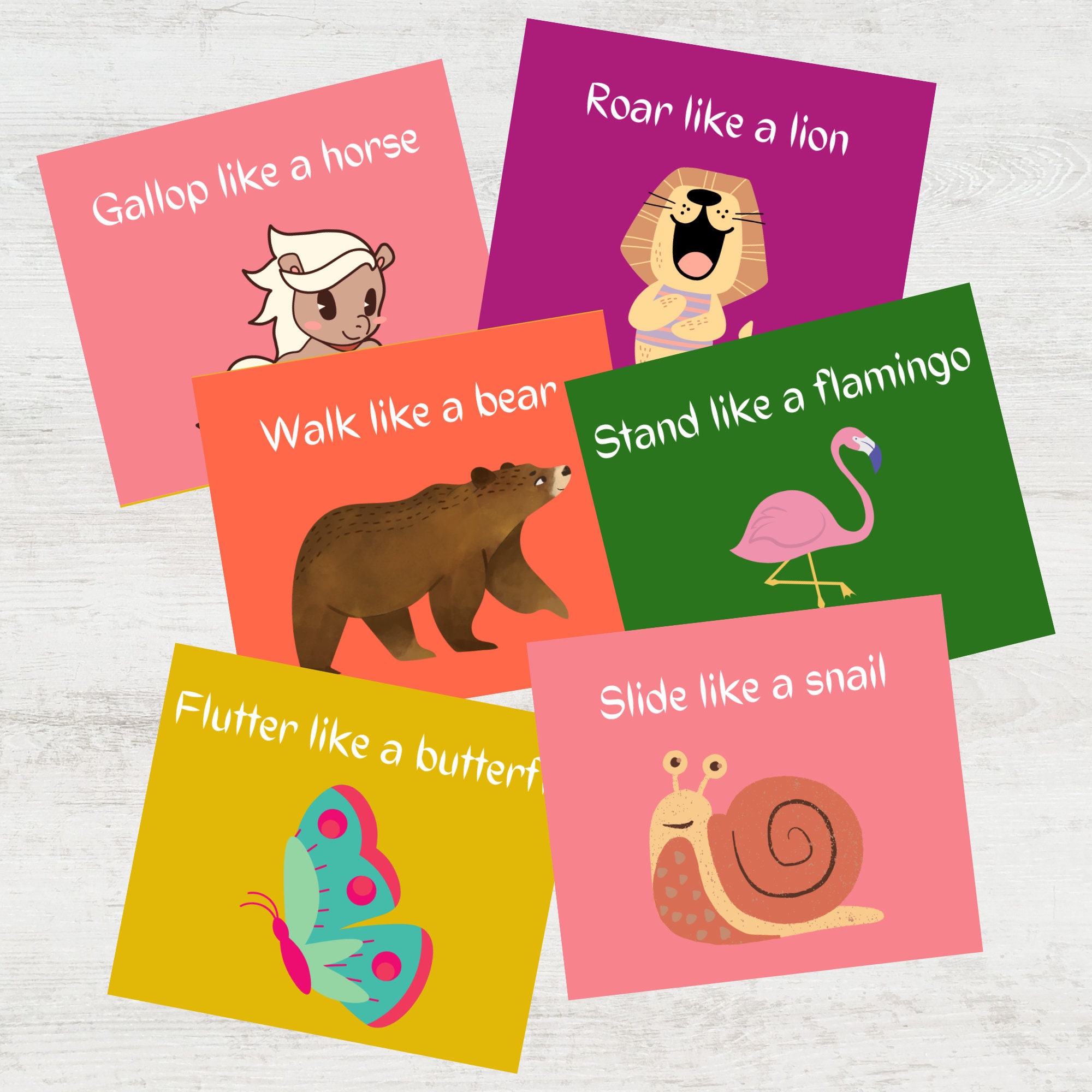 Animal Movement Cards, Educational Printable Activity, Mindfulness for ...