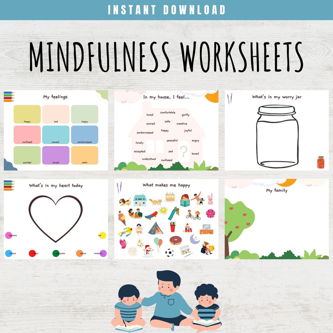 Mindfulness Worksheets for Kids Emotions Activity for Kids - Etsy