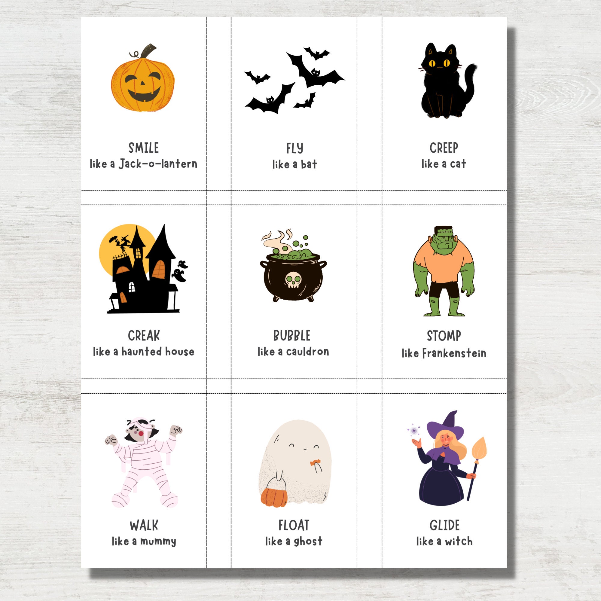 Halloween Movement Cards Breathing Exercises Finger Tracing - Etsy