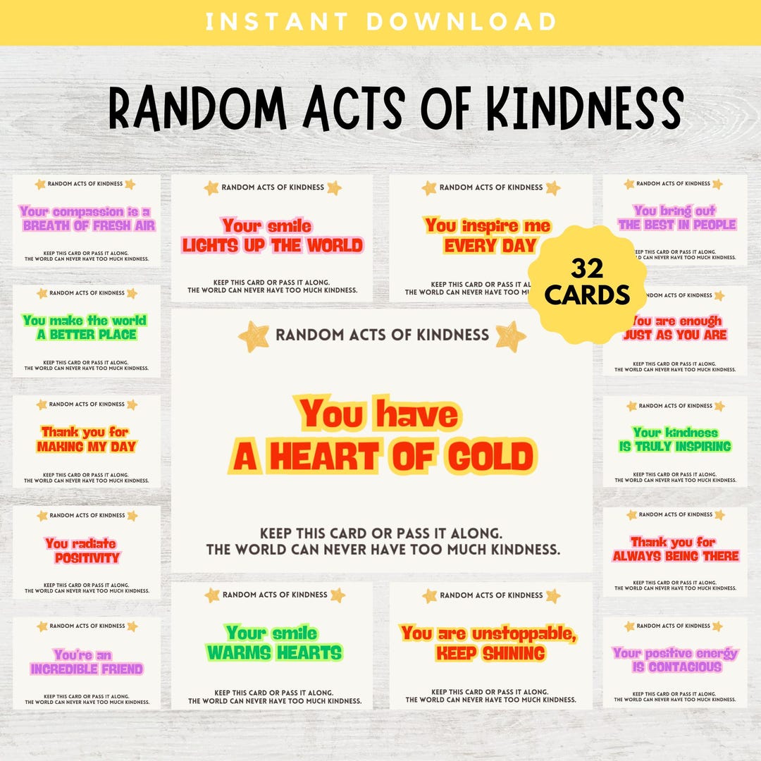 Random Acts of Kindness, Kindness Challenge Cards, Classroom Decor ...