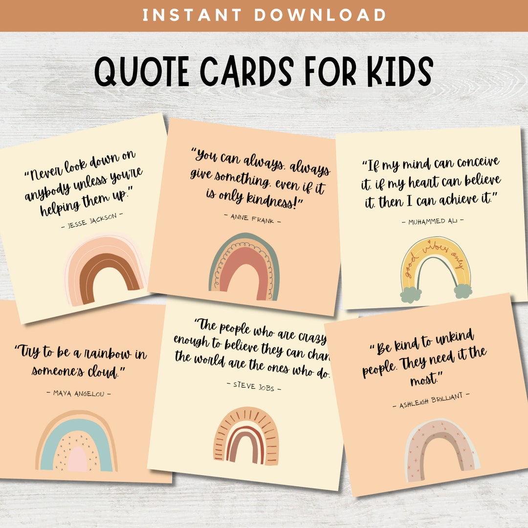 Lunch Box Notes, Quotes Cards for Kids, Kindness Cards, Printable ...