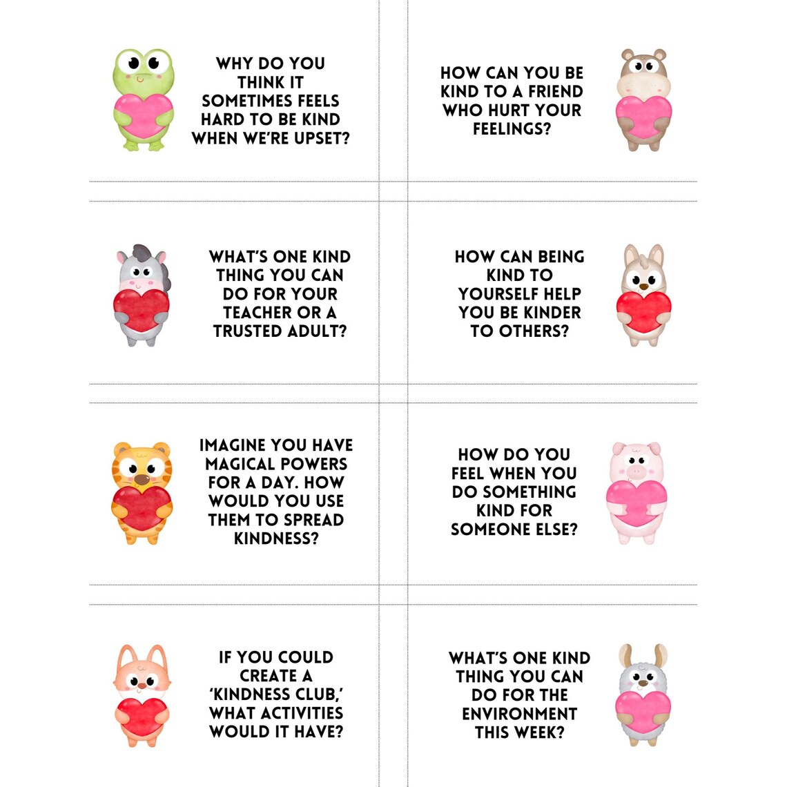 Kindness Conversation Starters Cards, Kindness Prompts, Social ...