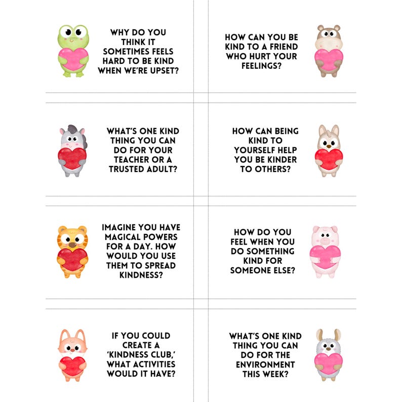 Kindness Conversation Starters Cards, Kindness Prompts, Social ...
