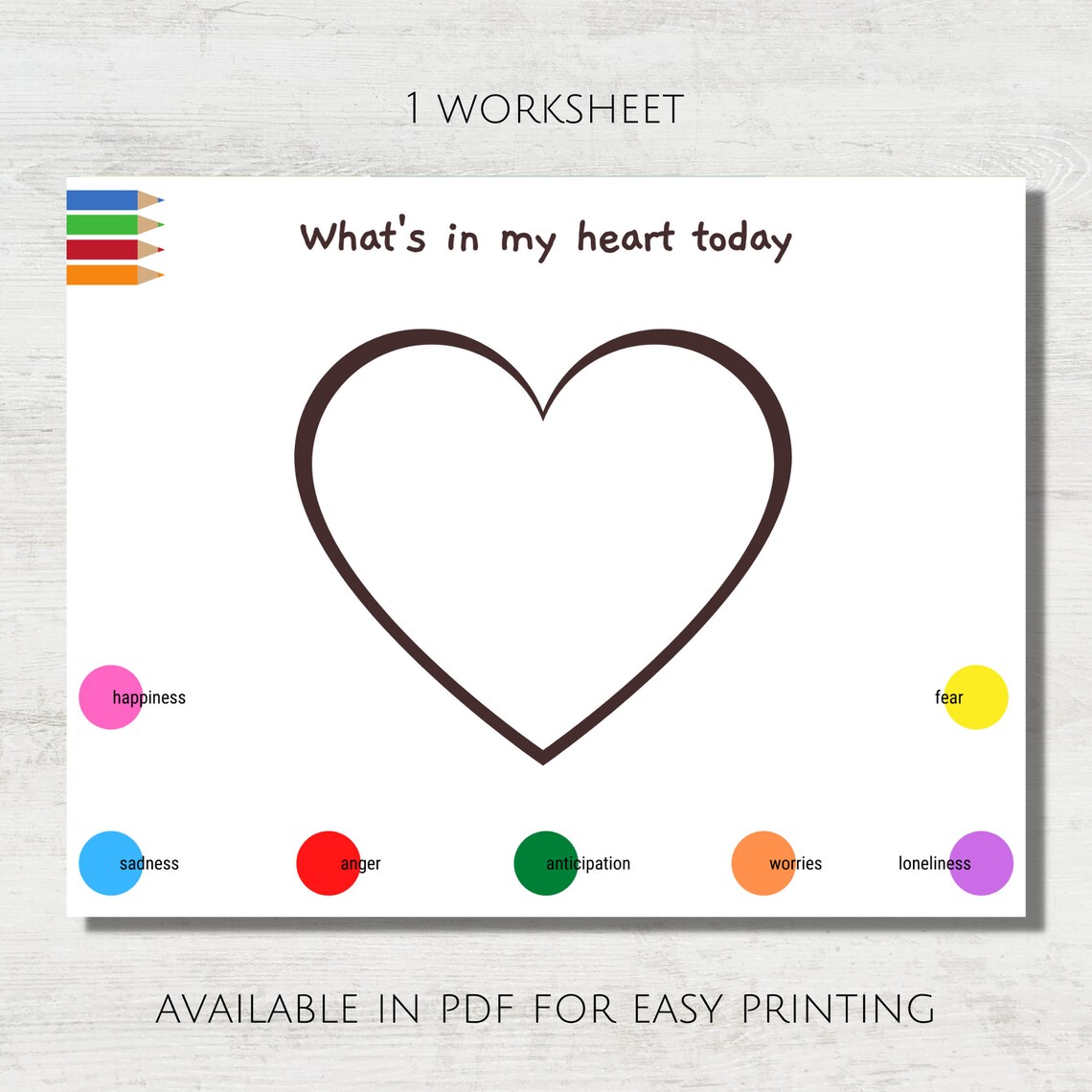 Mindfulness Worksheet for Kids, Emotions Activity for Kids, Printable ...