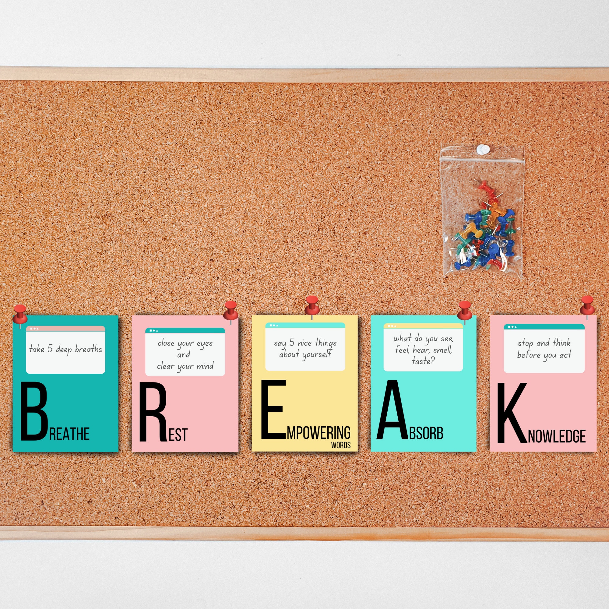 Mindful Moments Break Cards, Calm Cards, Calm Down Kit, Calm Corner ...