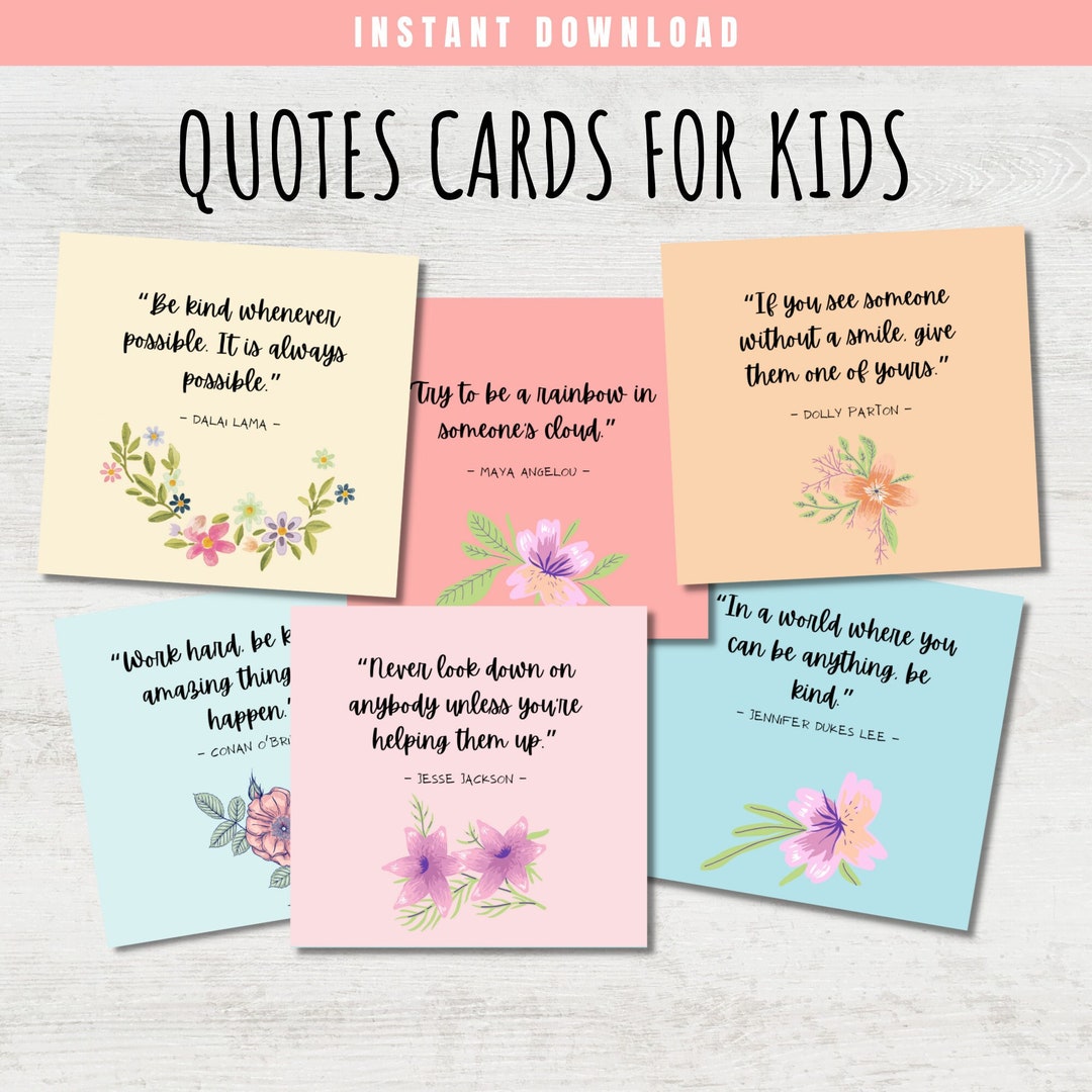 Quotes Cards for Kids School Lunch Box Notes Printable - Etsy