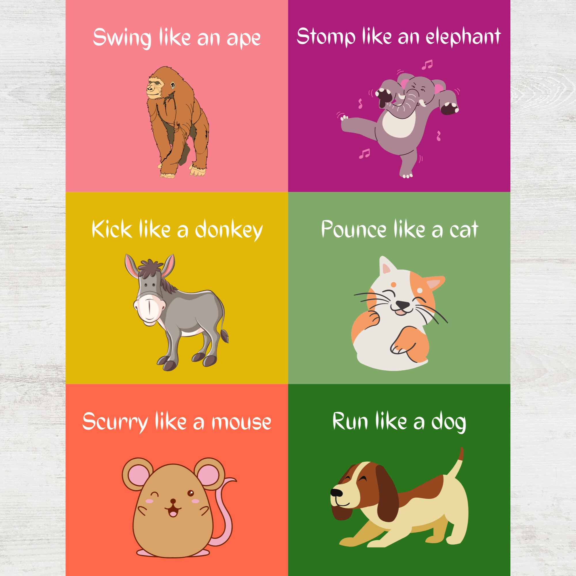 Animal Movement Cards, Educational Printable Activity, Mindfulness for ...