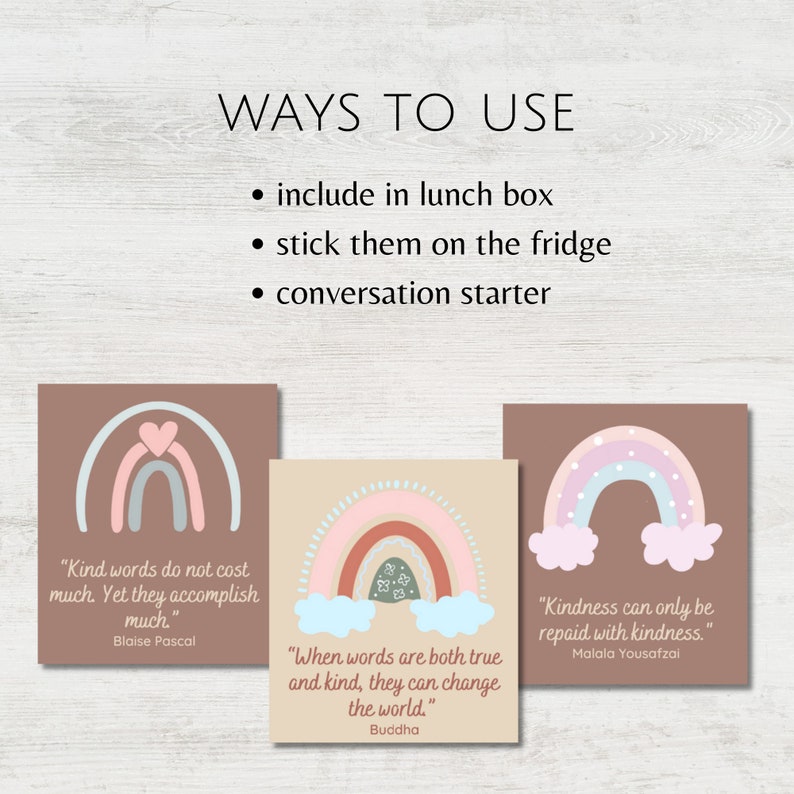 Kindness Quotes Cards for Kids, Printable Kindness Cards, Encouragement ...