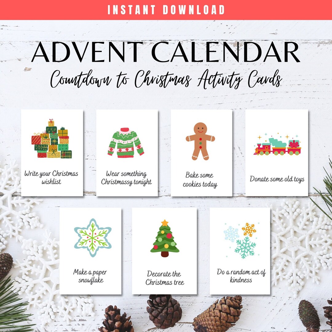 Christmas Advent Calendar Activity Cards Countdown To Etsy Christmas Advent Calendar Activity Cards Countdown To Etsy