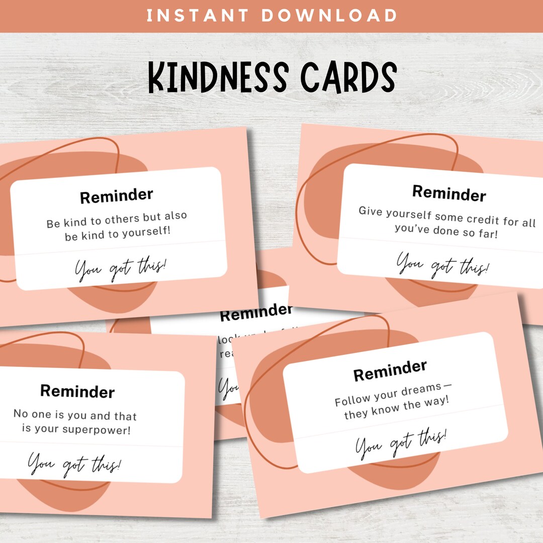 Kindness Cards: Inspirational Message, Lunch Box Notes (printable PDF ...