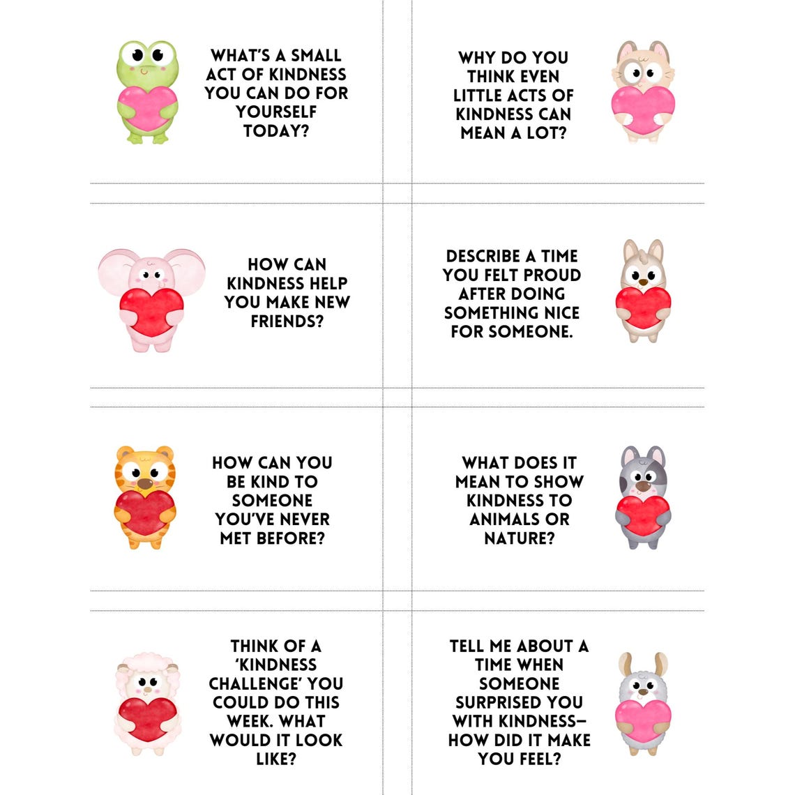 Kindness Conversation Starters Cards, Kindness Prompts, Social ...