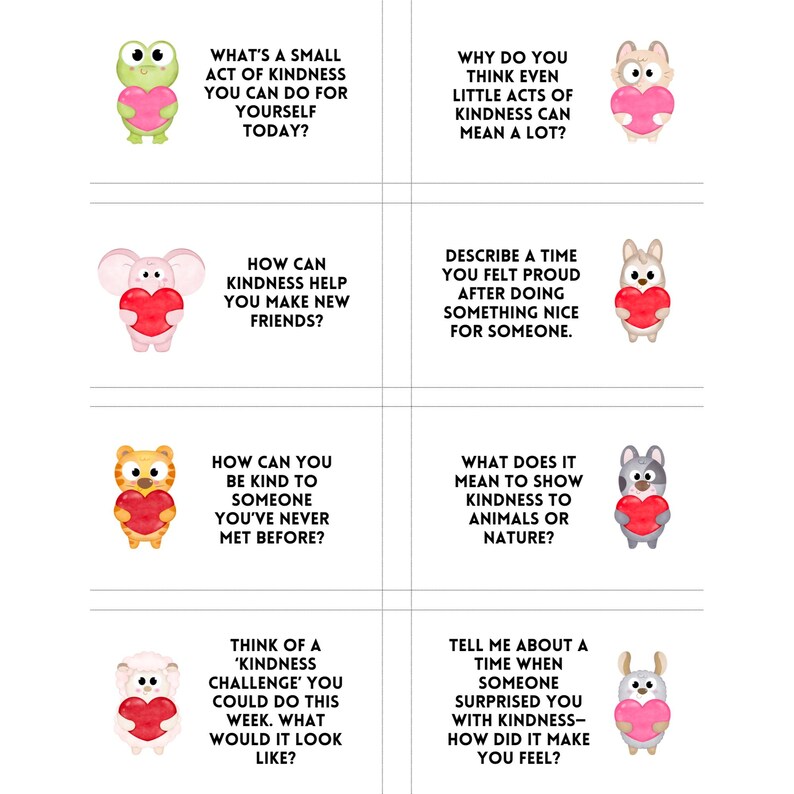 Kindness Conversation Starters Cards, Kindness Prompts, Social ...