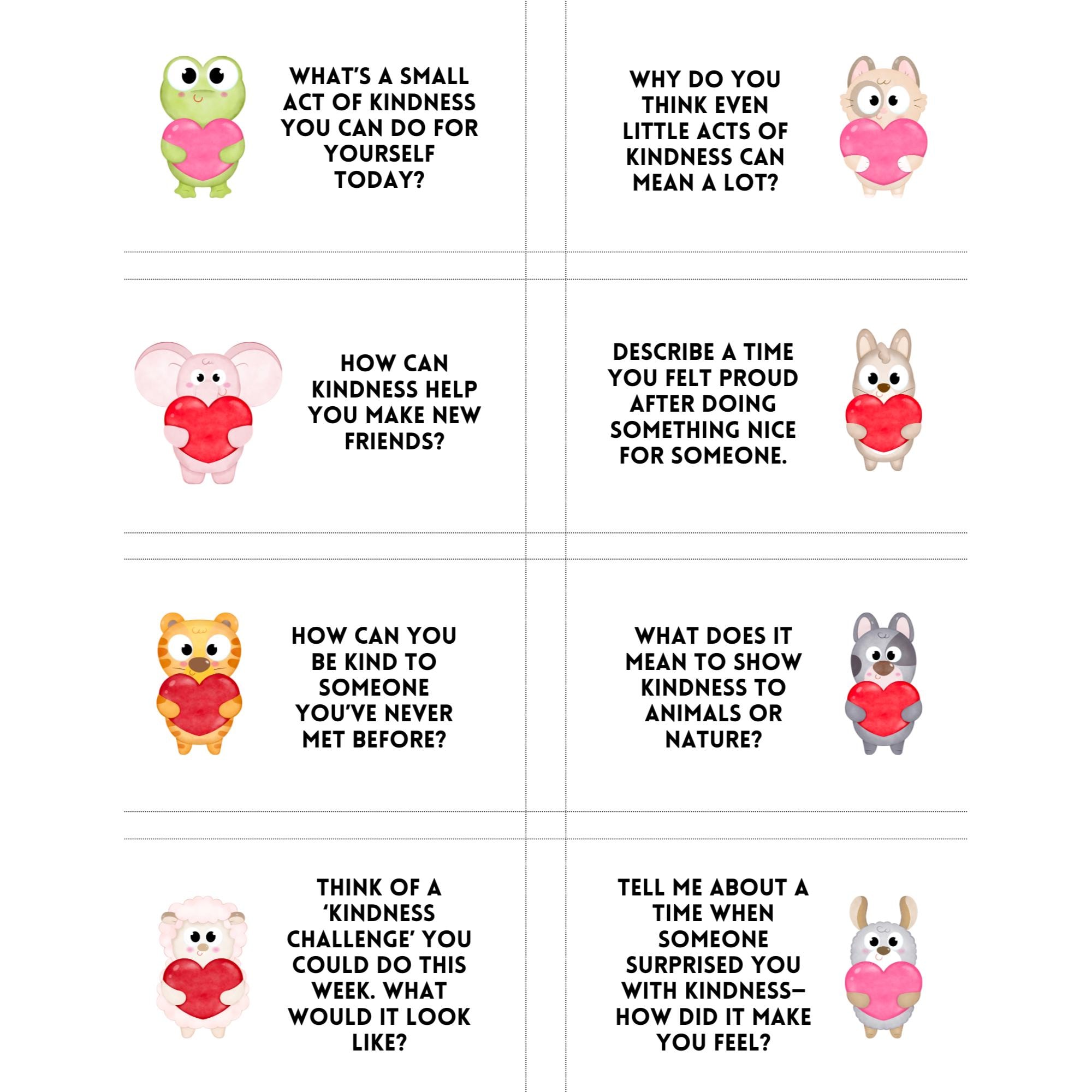 Kindness Conversation Starters Cards, Kindness Prompts, Social ...
