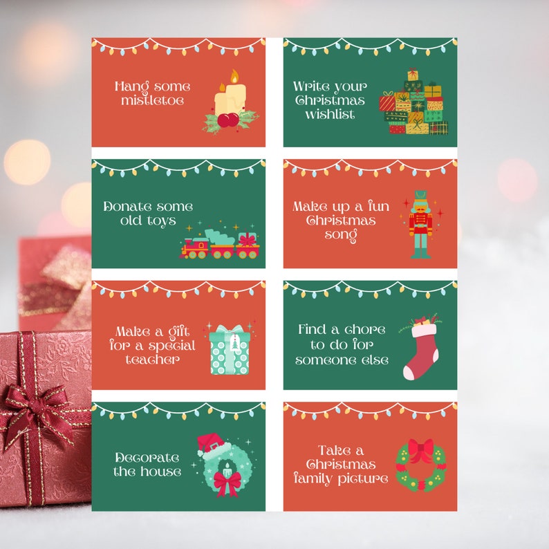 Christmas Advent Calendar Activity Cards: Printable Countdown (PDF) - Etsy