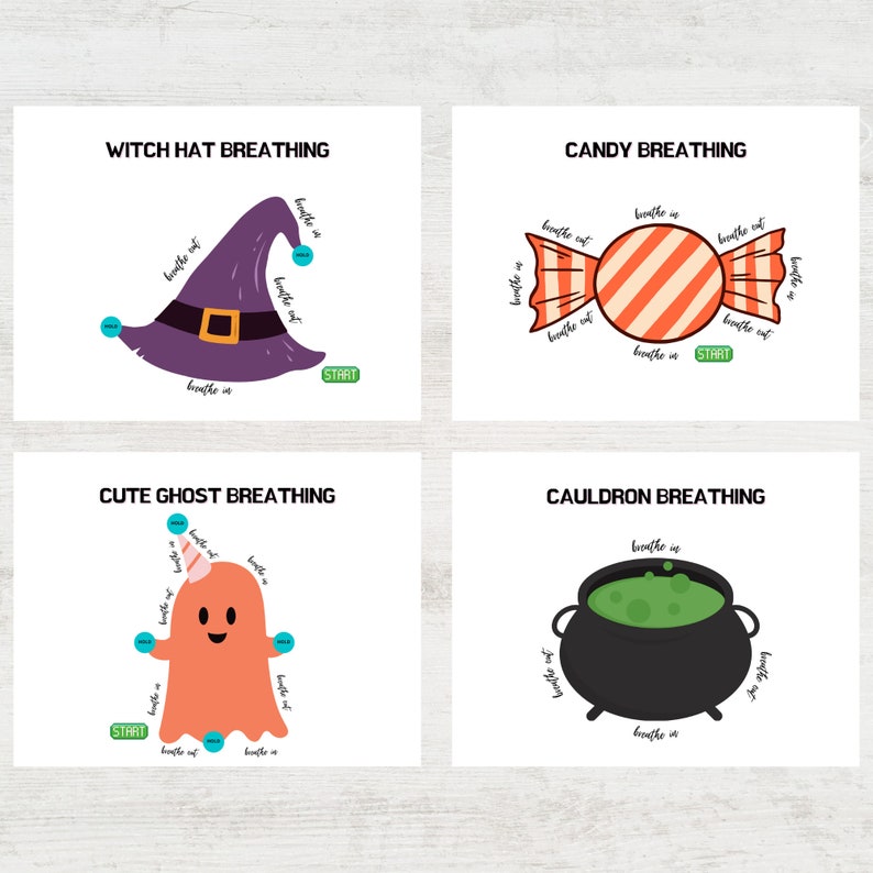 Halloween Movement Cards Breathing Exercises Finger Tracing - Etsy