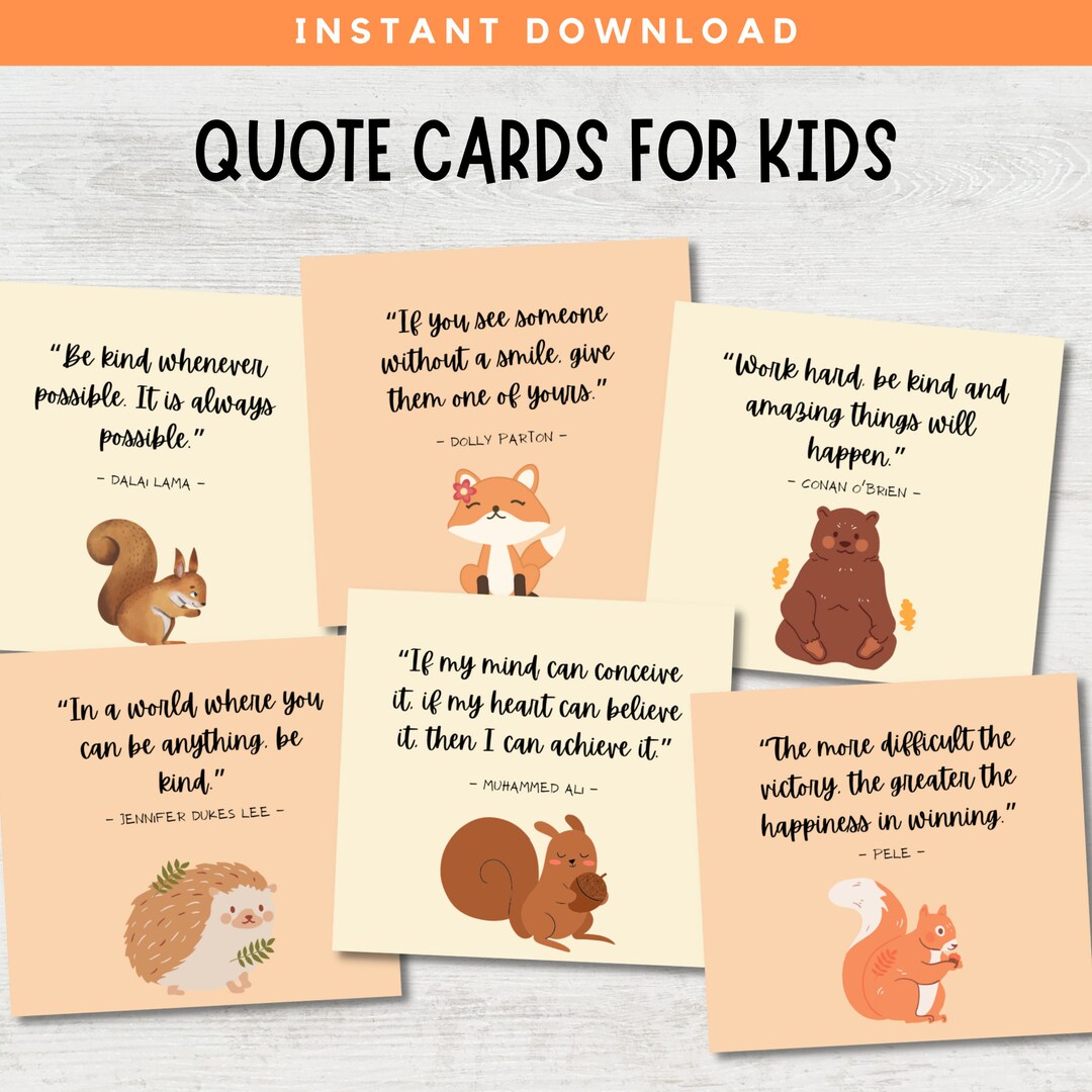 Quotes Cards for Kids, Lunch Box Notes, Printable School Notes ...