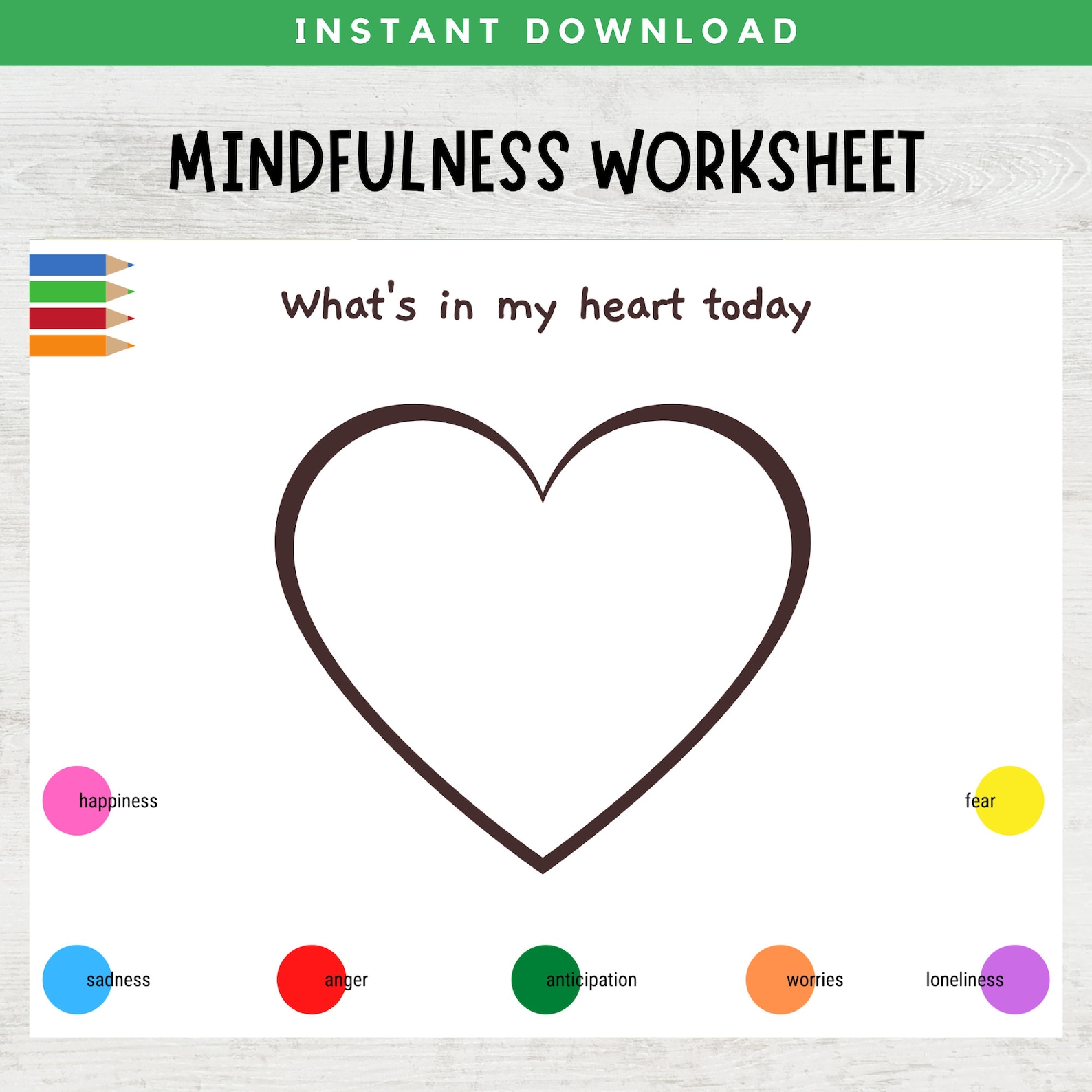 Mindfulness Worksheet for Kids, Emotions Activity for Kids, Printable ...